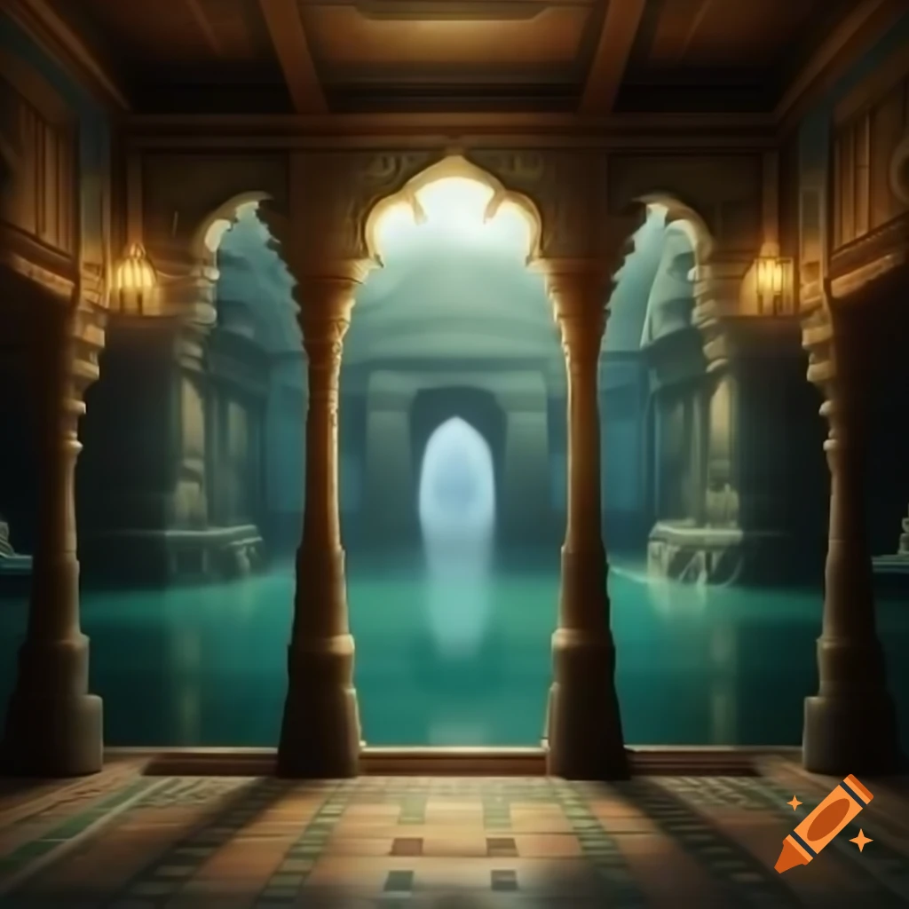 Scenic wallpaper of Legend of Zelda Water-Temple with ornate walls and ...