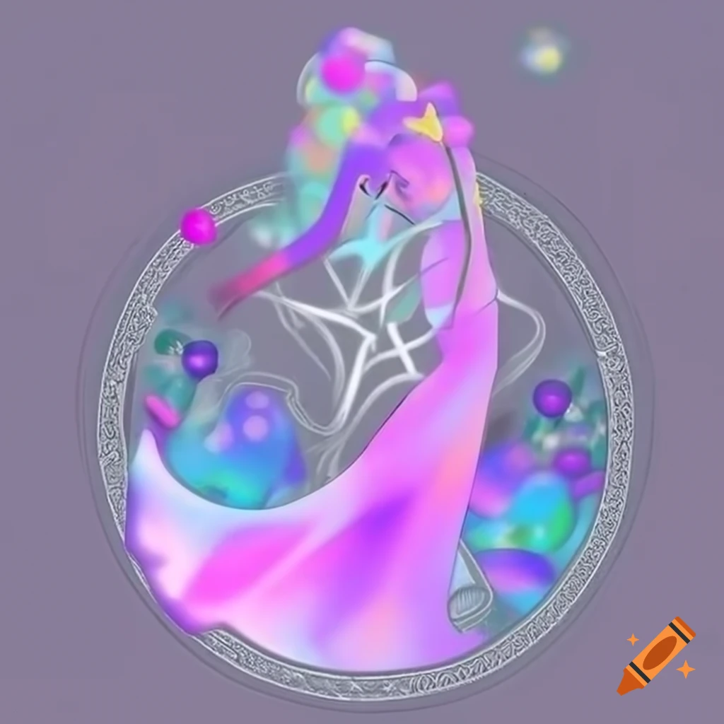 Cubism art of Celtic priestess Venus with holographic colors and ...