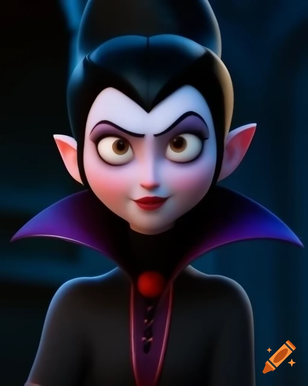 3d disney-style vampire character with fun expression on Craiyon
