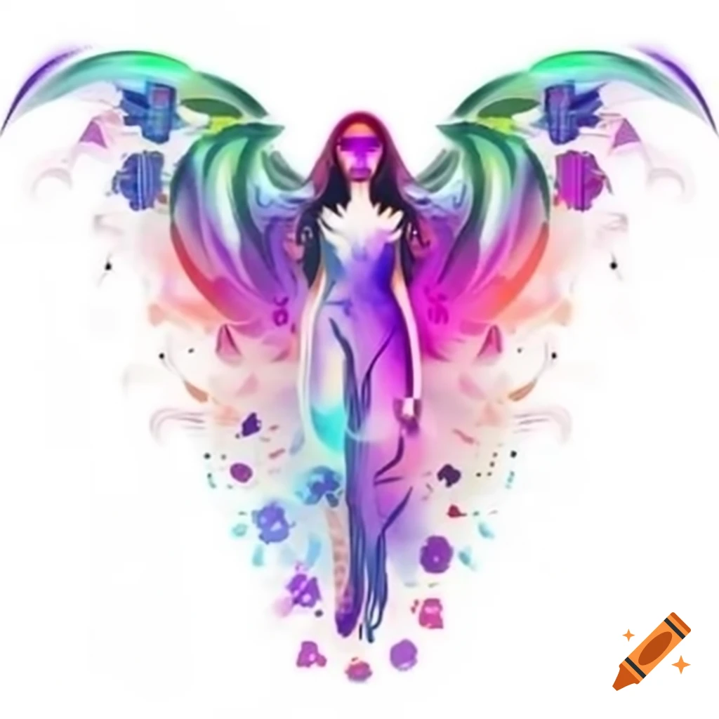 Cubism art featuring a Celtic priestess Venus with rose and pentagram ...