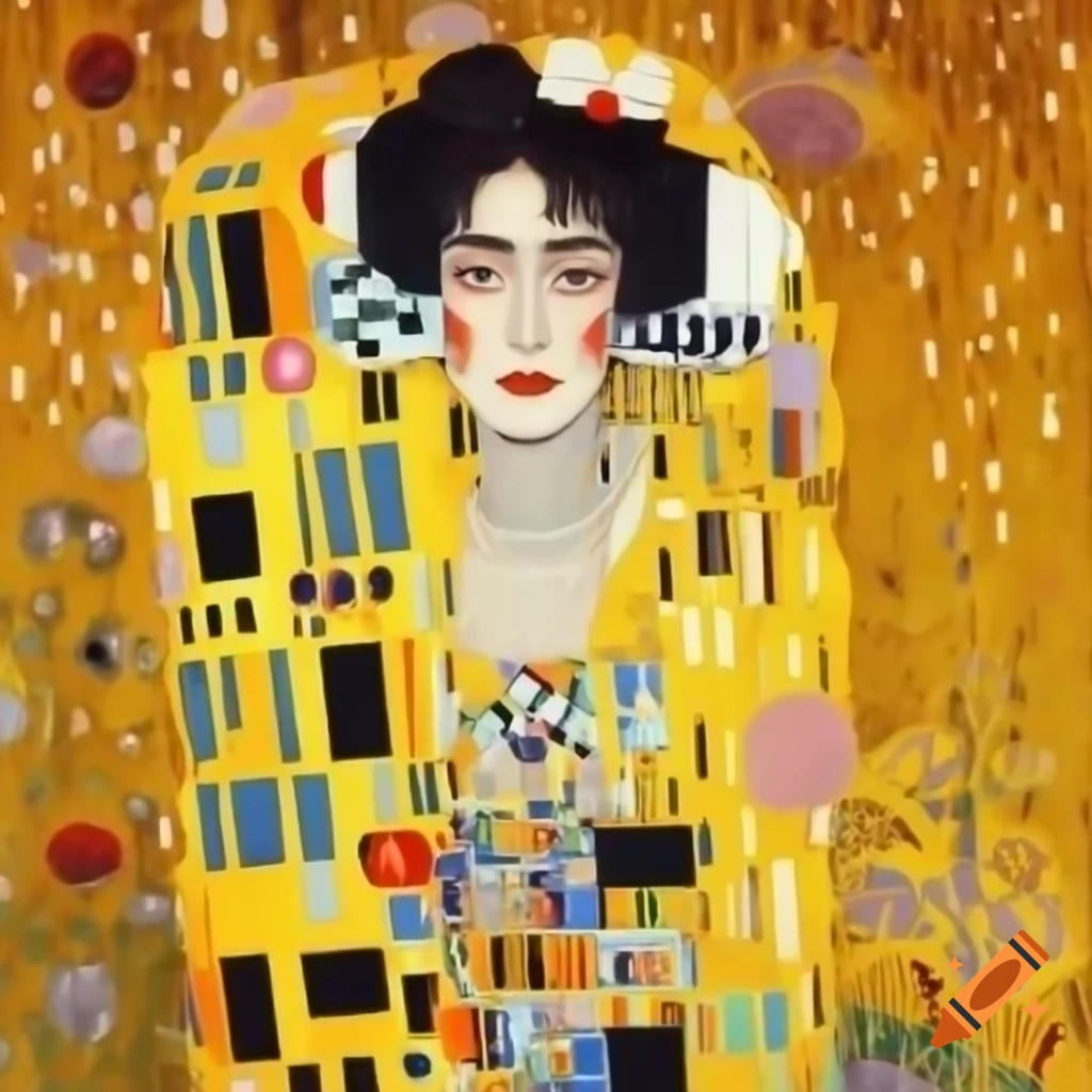 Portrait in the style of Gustav Klimt with intricate patterns and ...