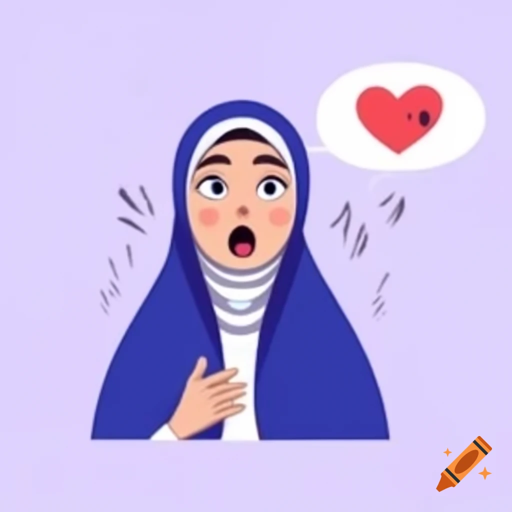 Humorous cartoon of a surprised veiled woman on Craiyon