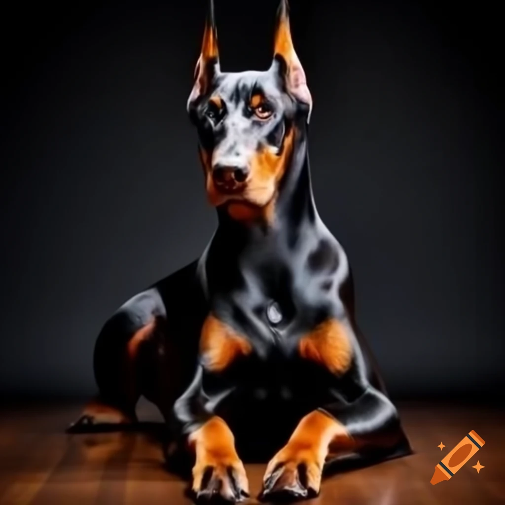 Regal Doberman Pinscher sitting proudly, showcasing sleek muscular ...