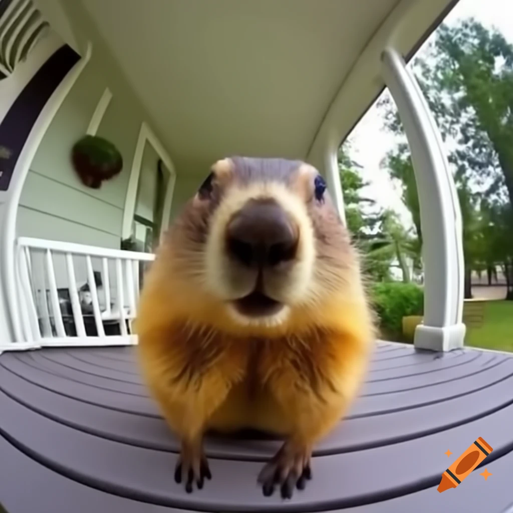 Groundhog Punxsutawney Phil captured on Ring camera footage on porch on ...
