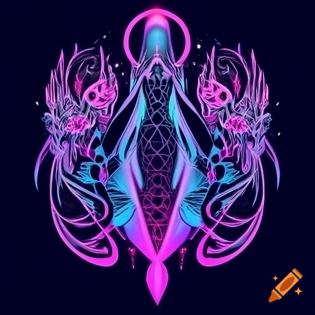 Cubism art featuring triple moon triquetra and Celtic priestess with ...