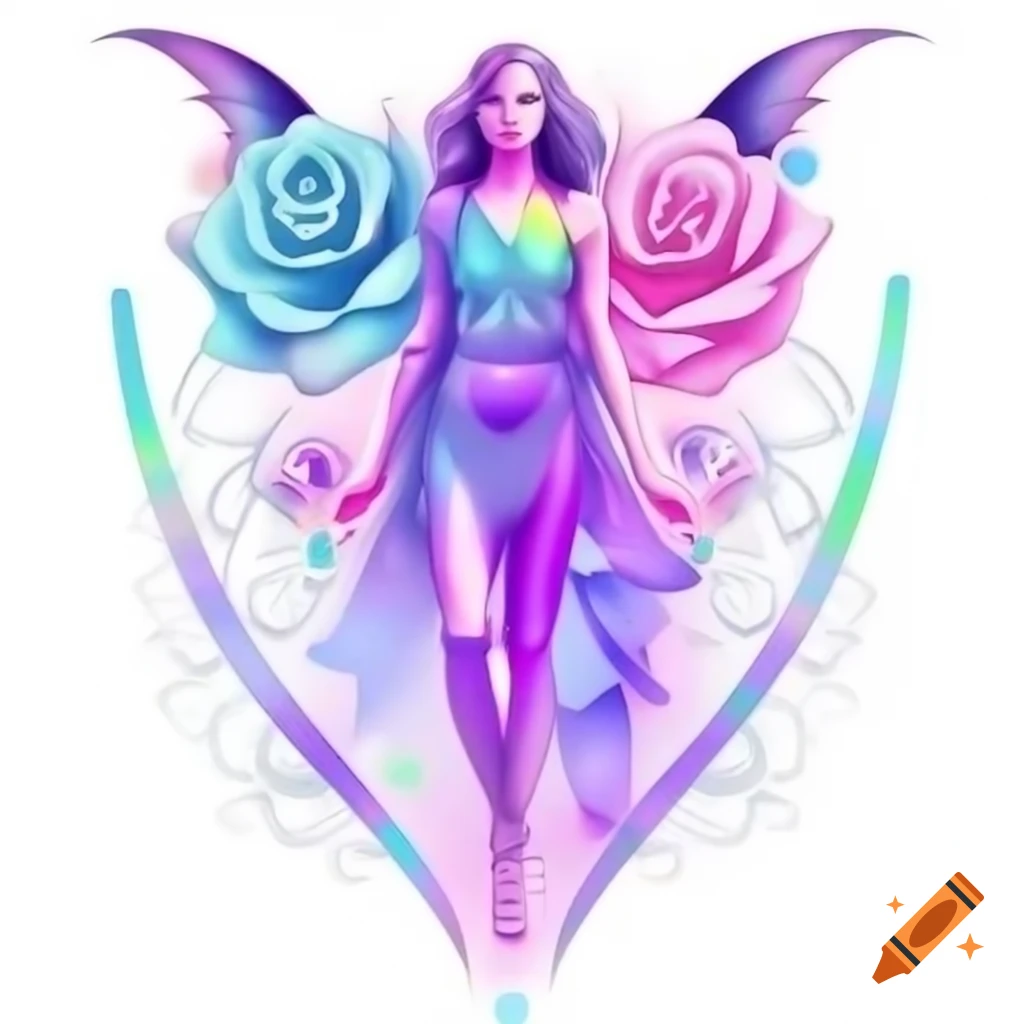 Celtic priestess Venus in cubism art style with rose and pentagram ...