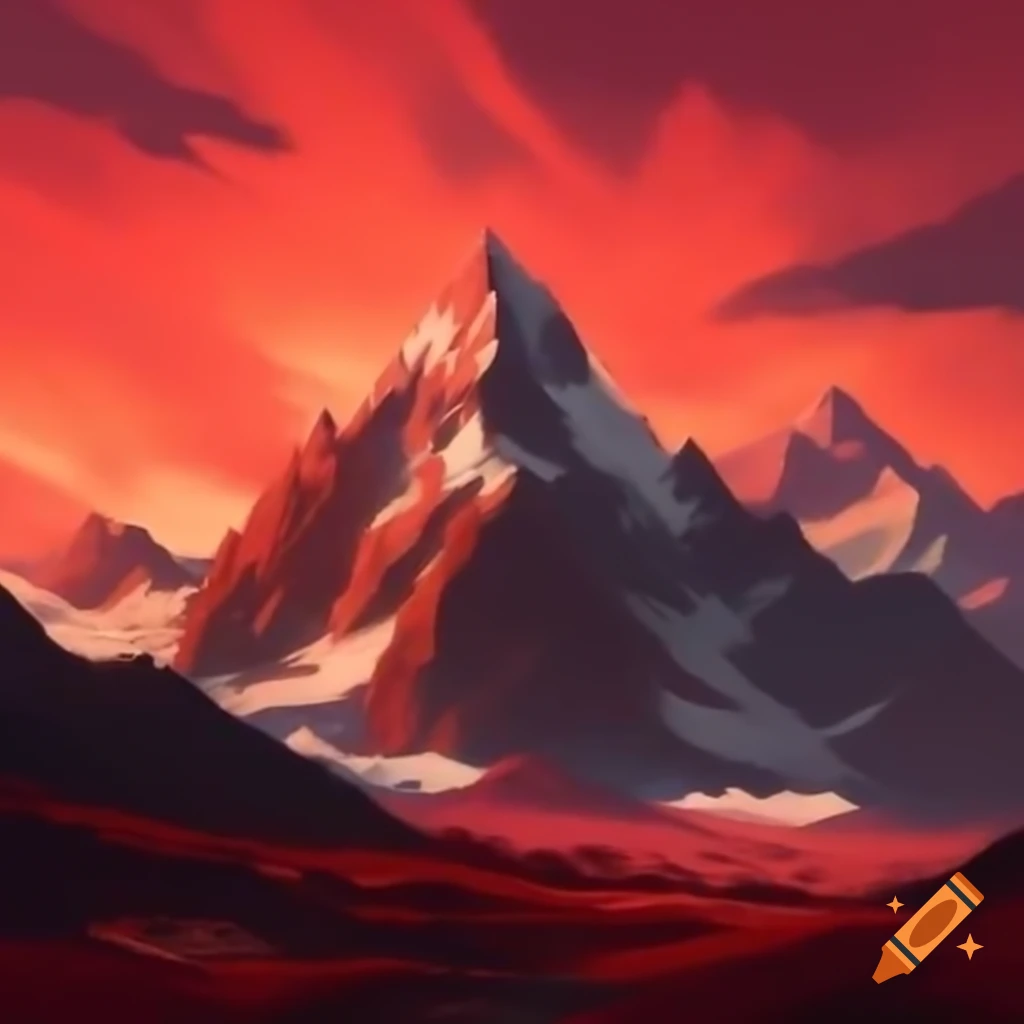 Mountain kingdom with reddish hues on Craiyon