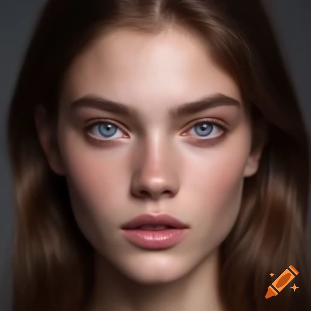 Hyper realistic headshot of Brazilian supermodel with brown hair and ...