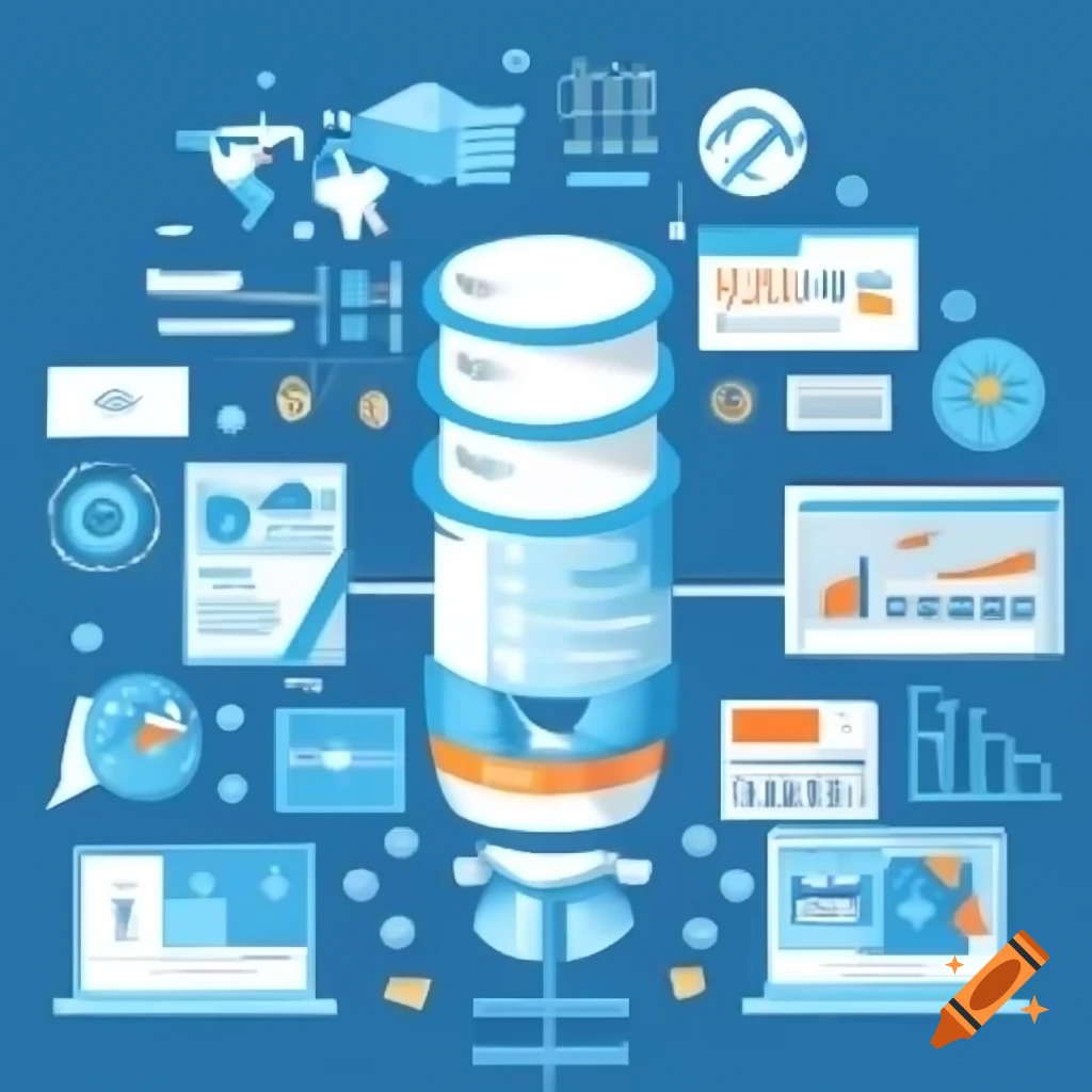 Vector database illustration for aviation data with database icons and ...