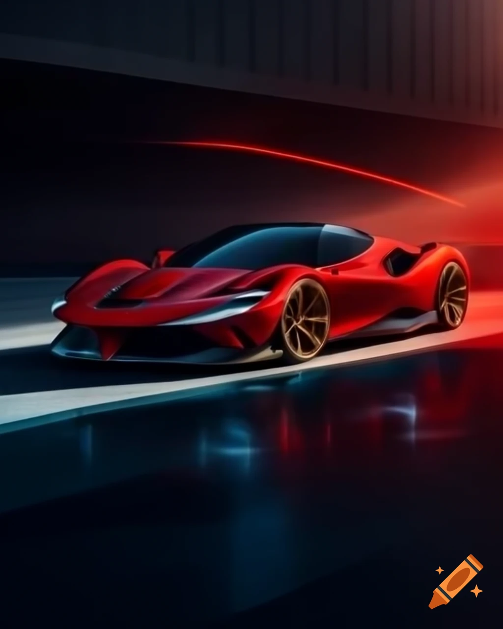 Futuristic 2035 Ferrari F80 concept showcasing aerodynamic design on ...