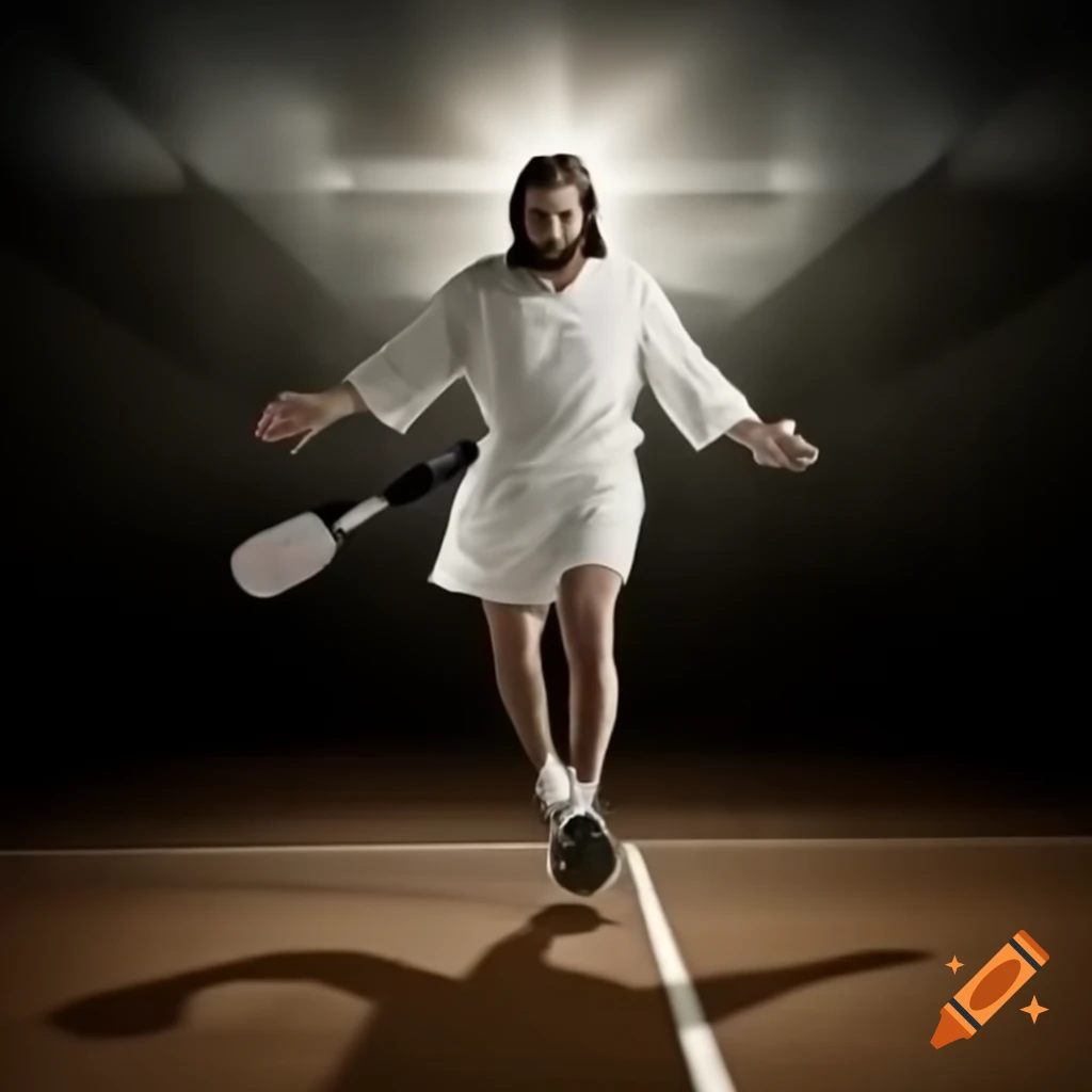 Majestic figure with pickleball paddle ready to play on Craiyon