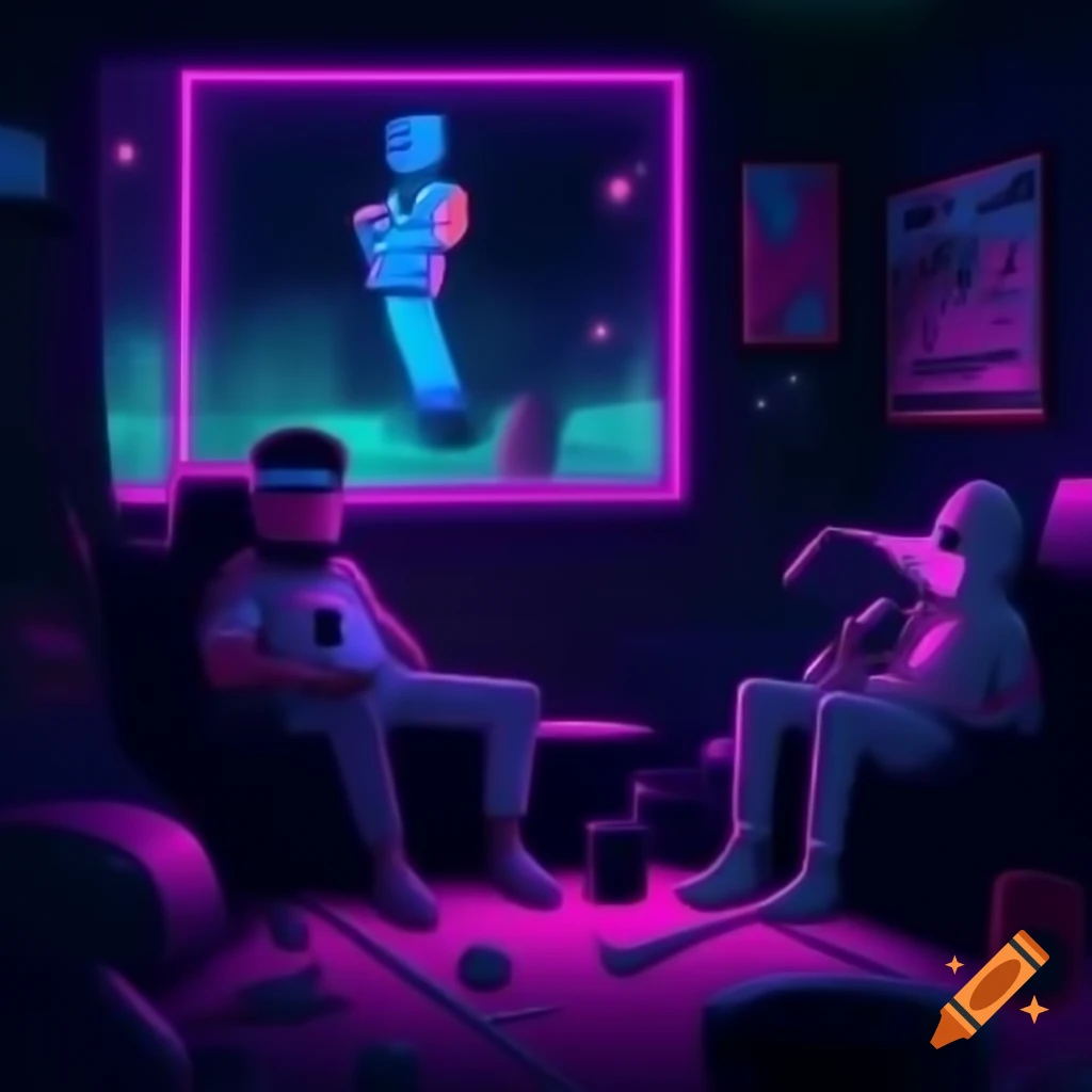 Digital artwork of playful roblox avatars in modern urban setting for ...