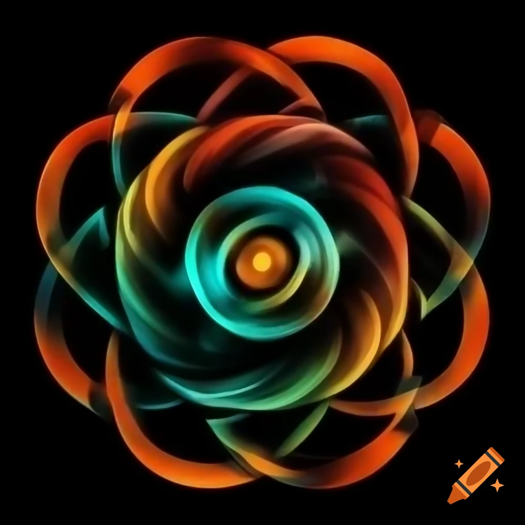 Intricate glyph with swirling lines and shimmering colors representing ...