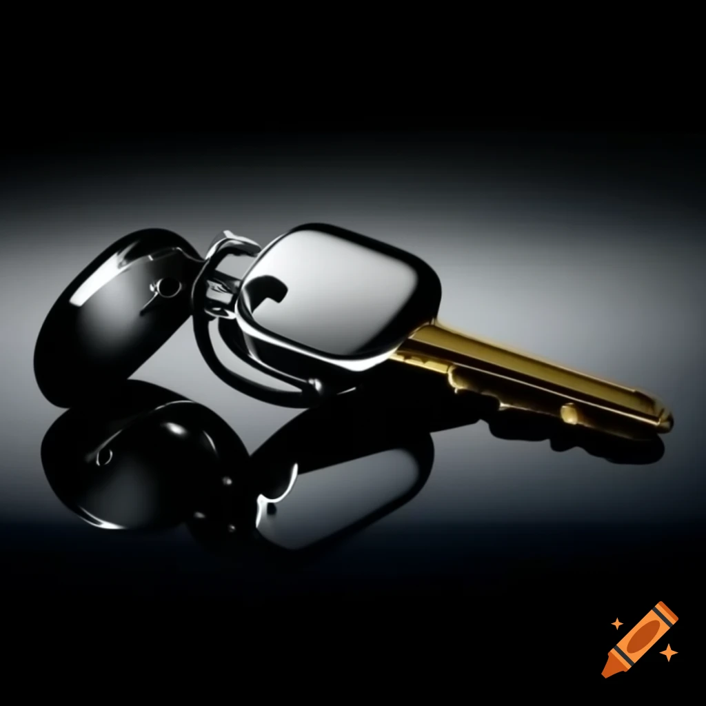 Minimalist photo of chrome car key reflecting light on Craiyon