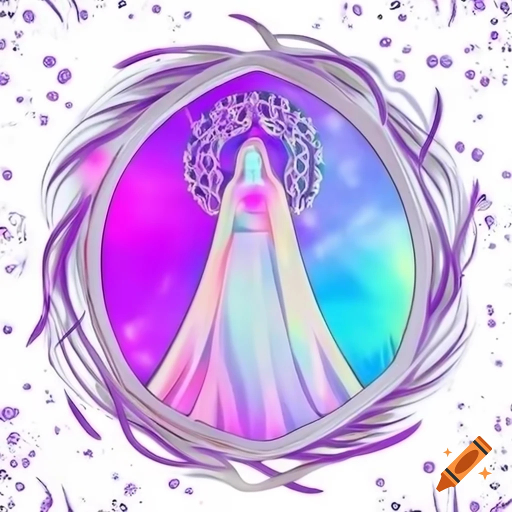 Cubism art featuring triple moon triquetra and celtic priestess with ...