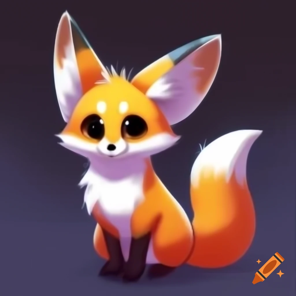 Cute fennec fox character original concept sketch on Craiyon