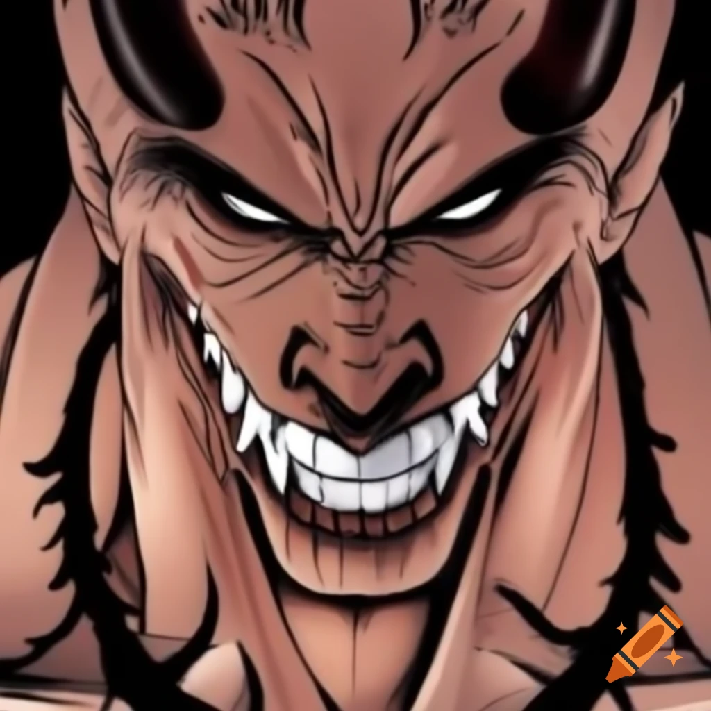 Powerful half-human, half-demon being with three curved horns on Craiyon