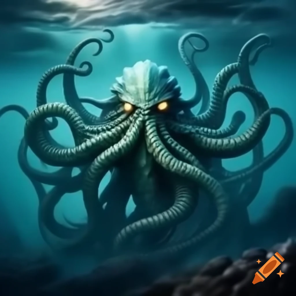Cthulhu-inspired poster featuring ocean imagery on Craiyon