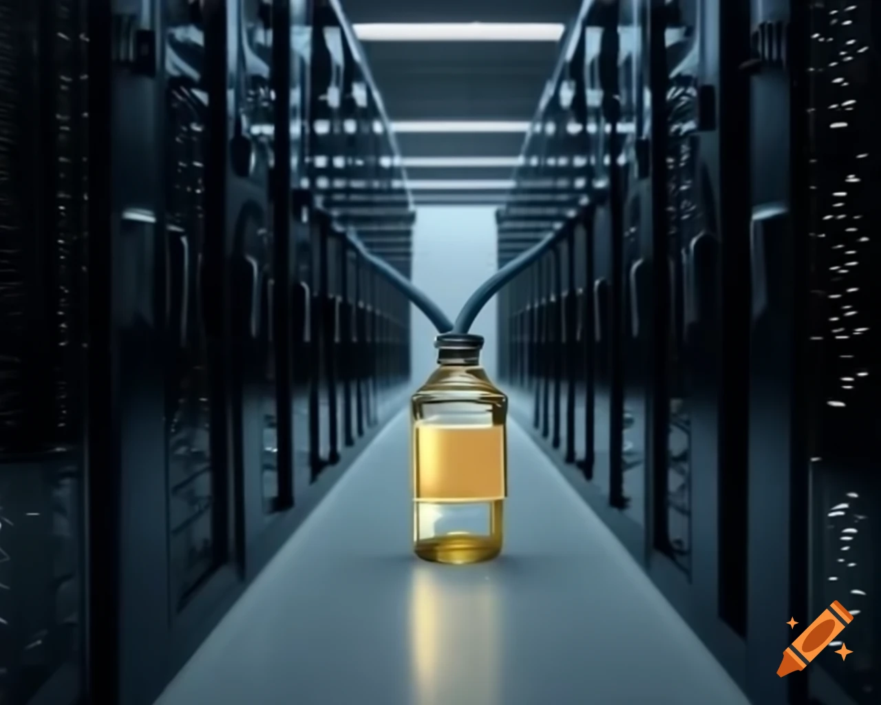 Computer server with confused expression in a loop running cms code on ...