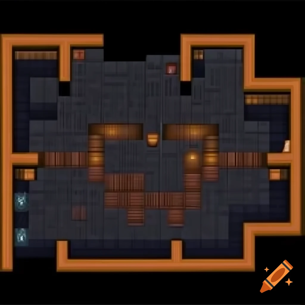 Pixel art dungeon room design with obsidian lava theme and optional ...