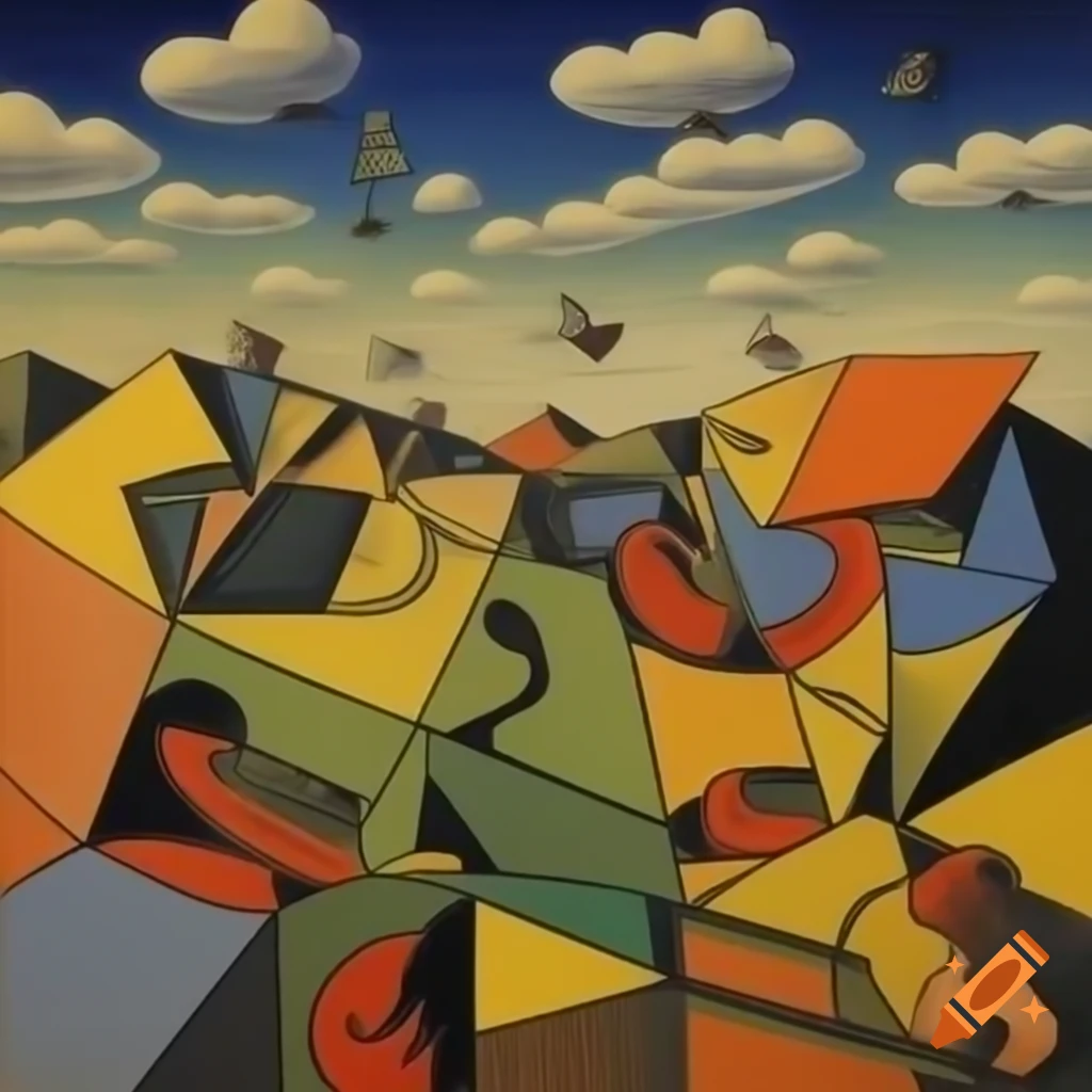 Vibrant Cubist landscape by Paul Klee with geometric forms and ...