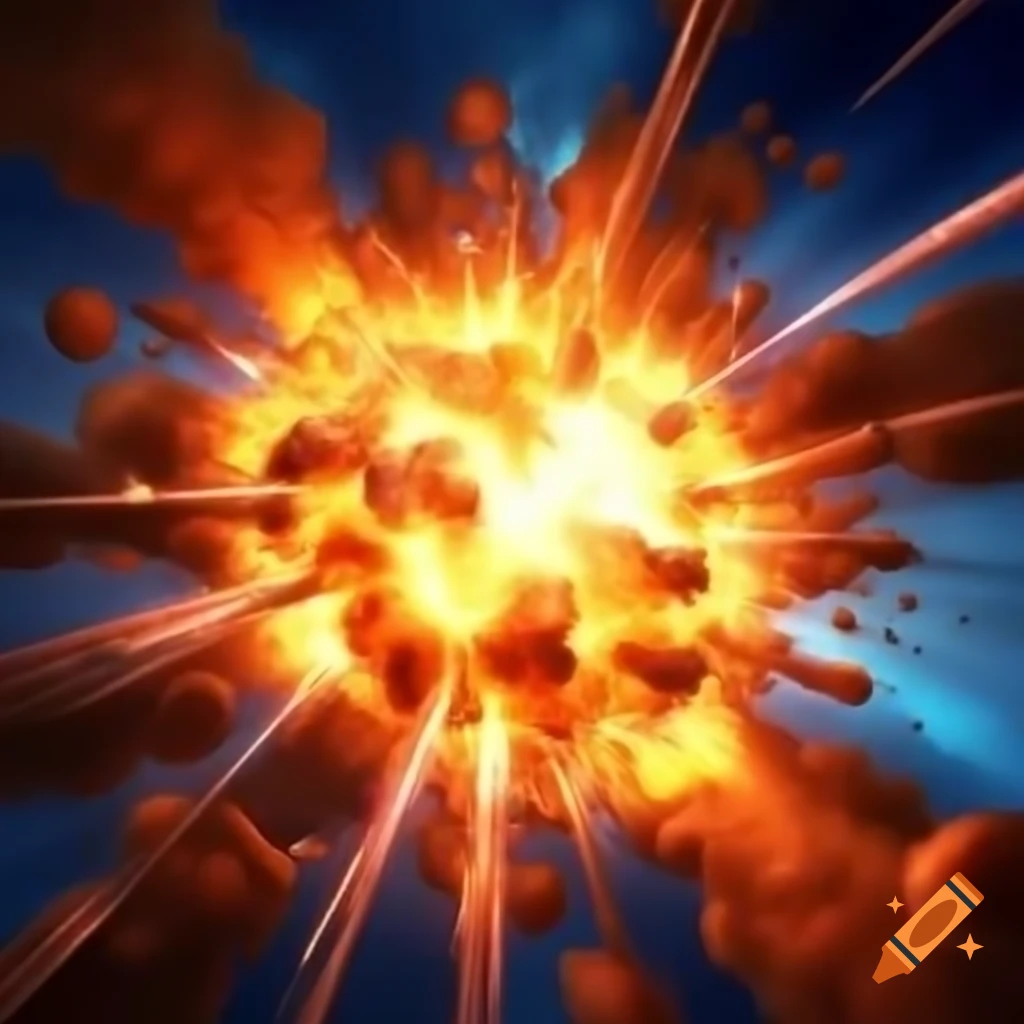 Dynamic anime-style explosion effect on Craiyon