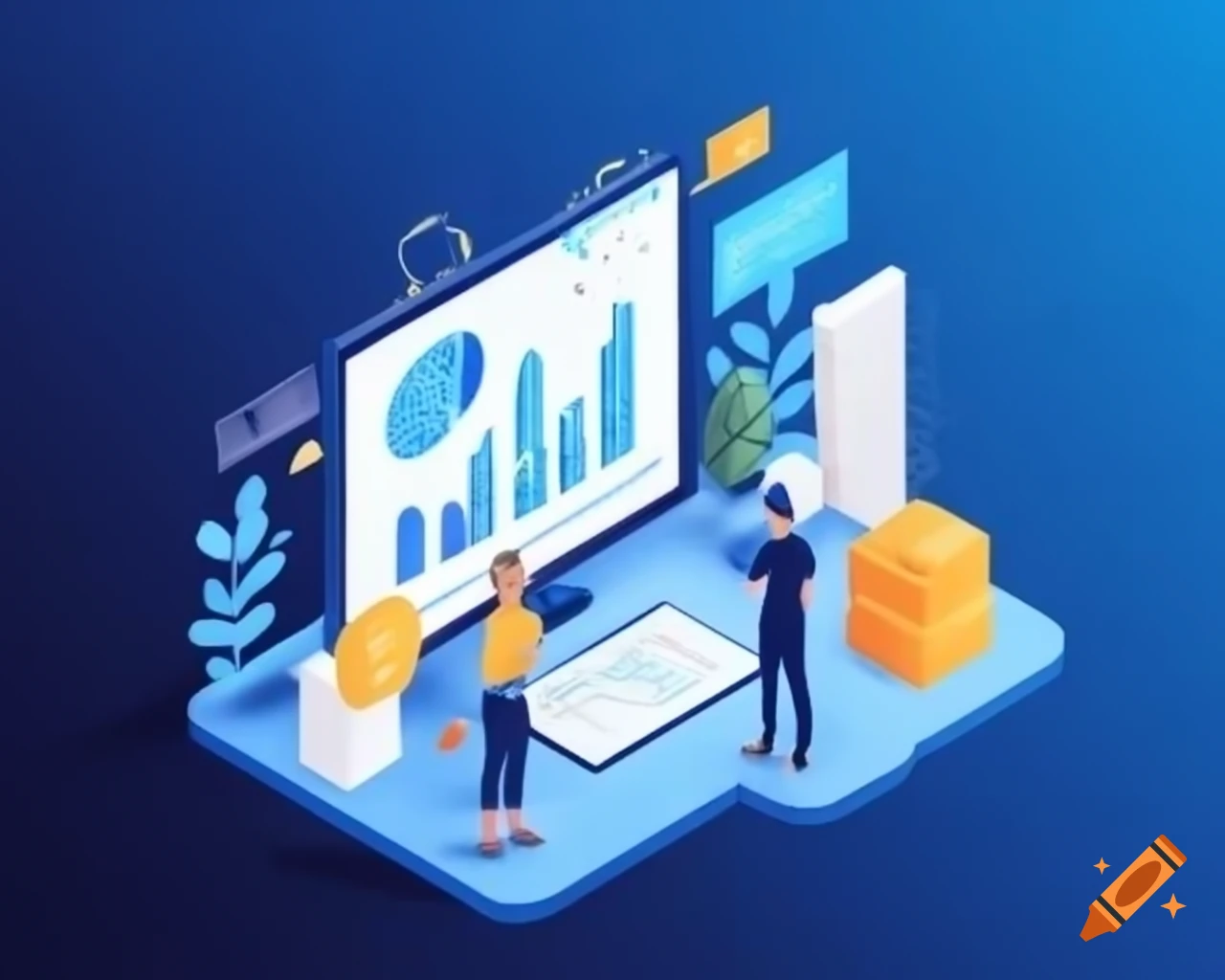 Dynamic LinkedIn background with leadership quote in modern font on Craiyon