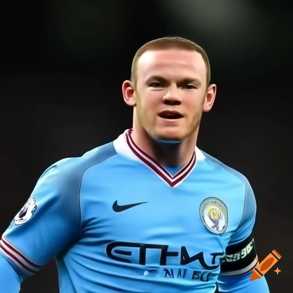 Wayne Rooney wearing Manchester City kit on Craiyon