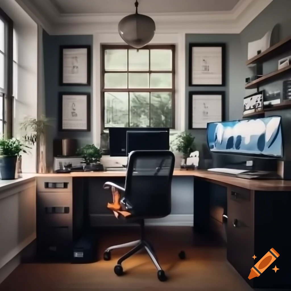 Sophisticated home office with software engineering setup on Craiyon