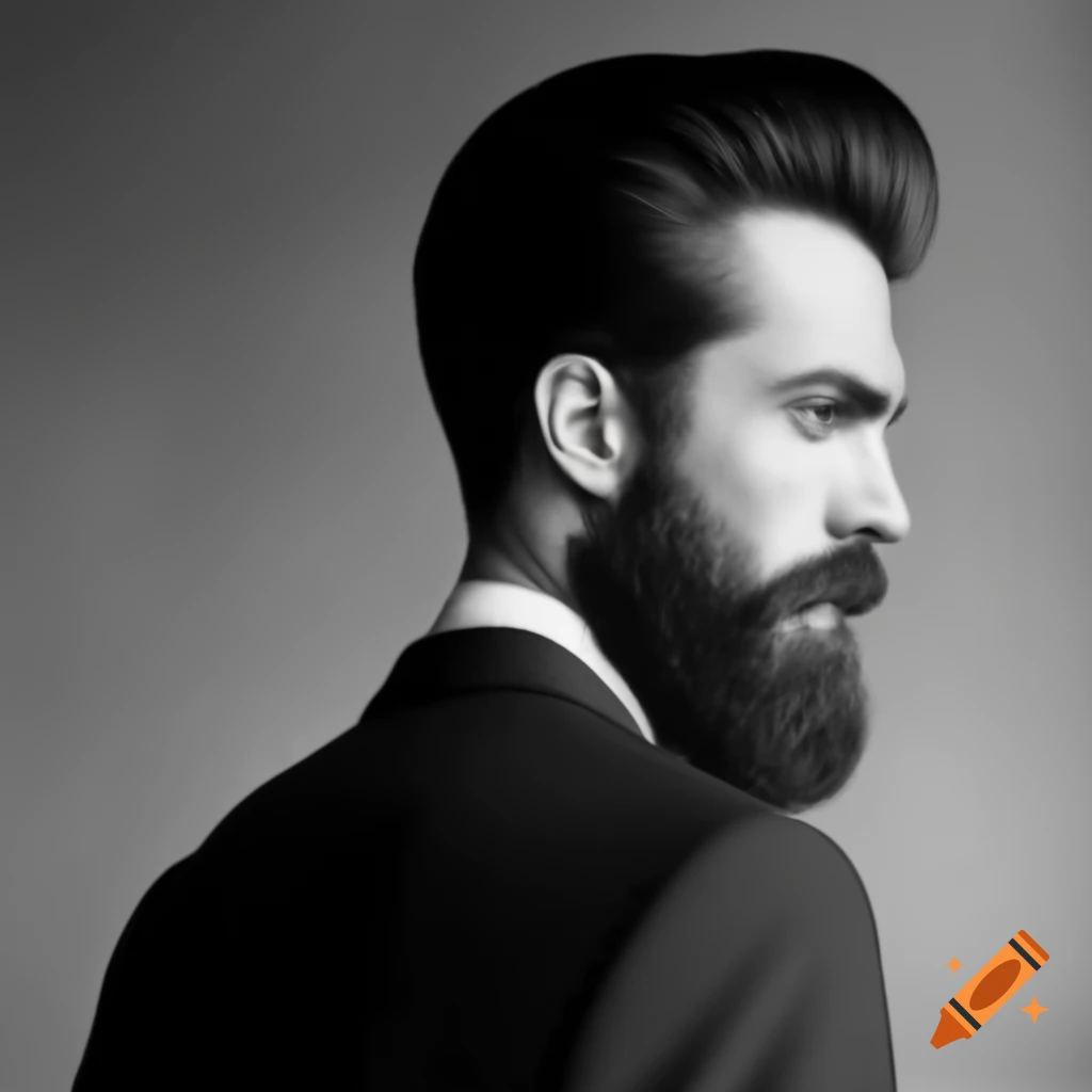 Investment banker in Zegna suit with trimmed beard and stern look on ...