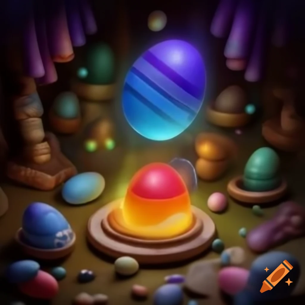 Vibrant surreal claymation scene inspired by Easter's esoteric aspects ...