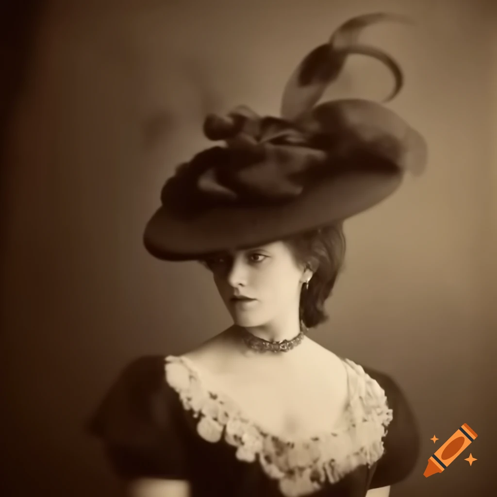 Vintage early 1900s portrait of a woman in extravagant hat and fancy ...