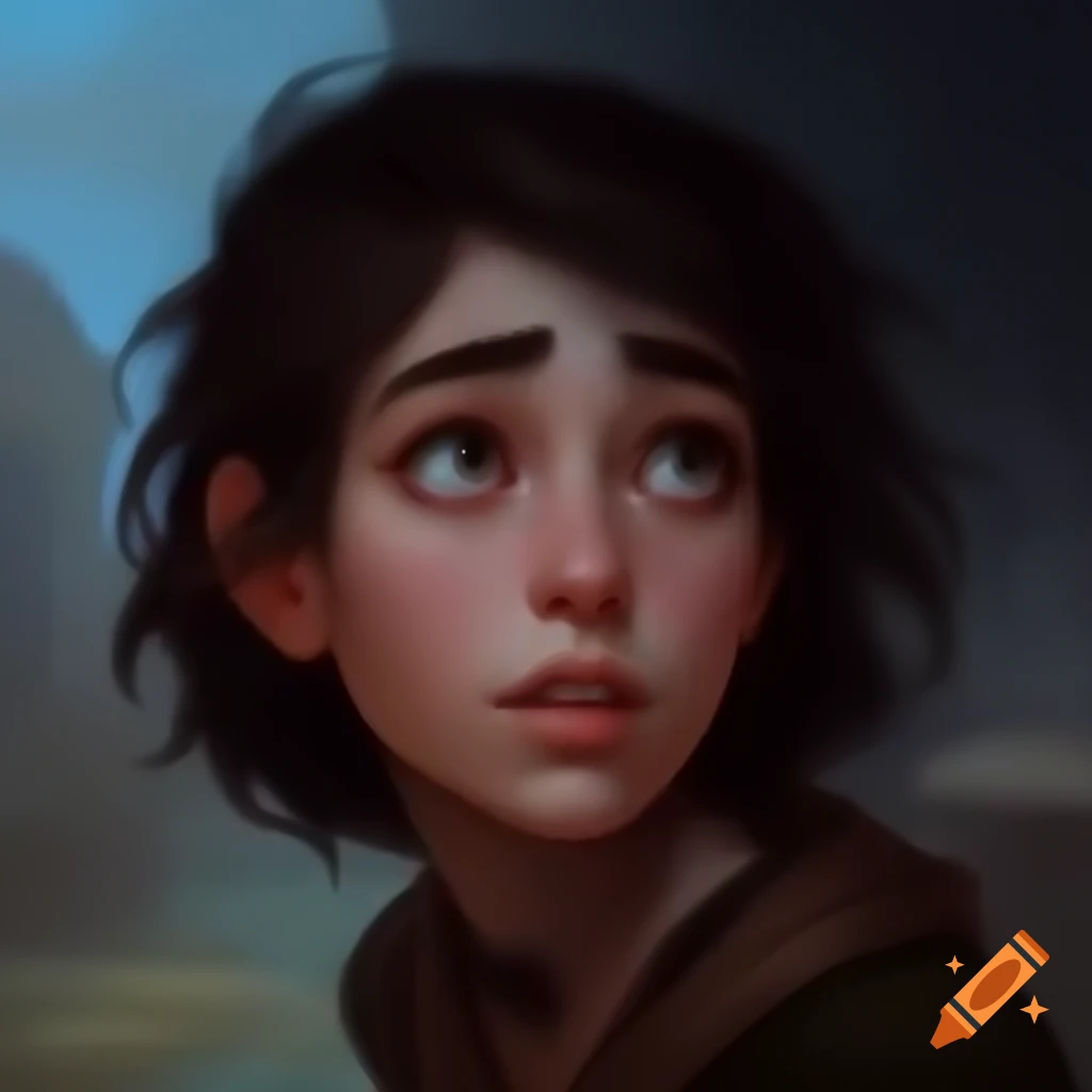 Low fantasy digital painting of a young woman with pale complexion and ...