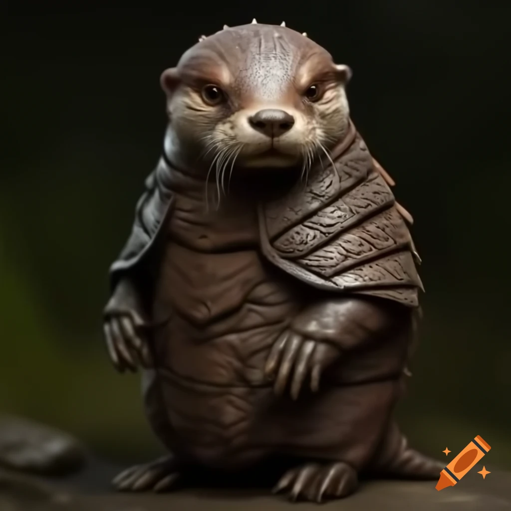 Unique creature resembling an otter with armadillo armor on Craiyon