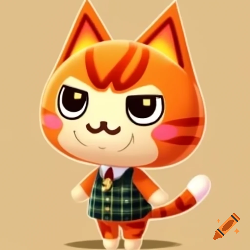 Cute orange tabby cat villager with gold eyes in Animal Crossing on Craiyon