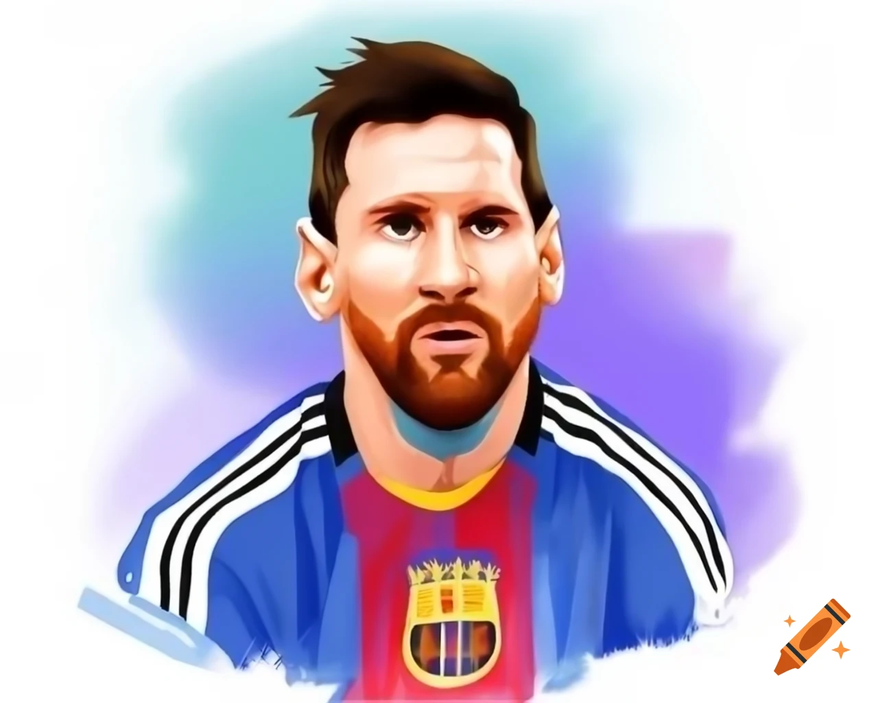Friendly cartoon of lionel messi on Craiyon