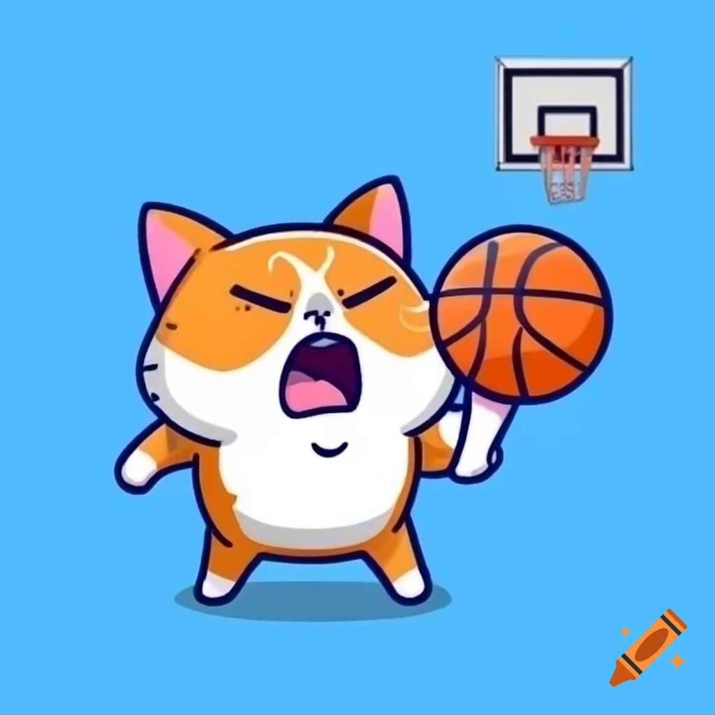 Angry cat playing basketball on Craiyon