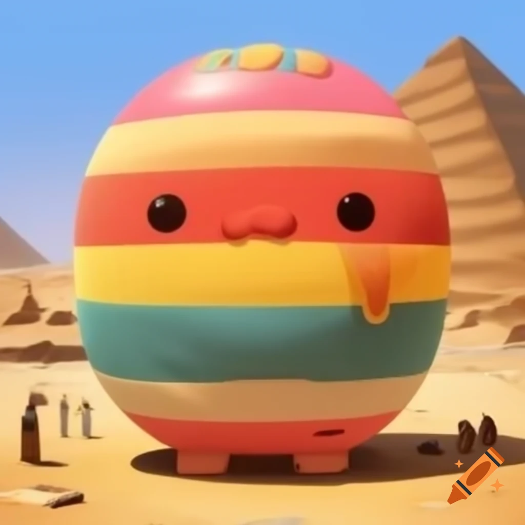Giant squishmallow toy displayed in egypt on Craiyon