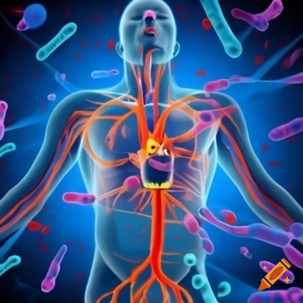 Cartoonish representation of human body blood circulation system and ...