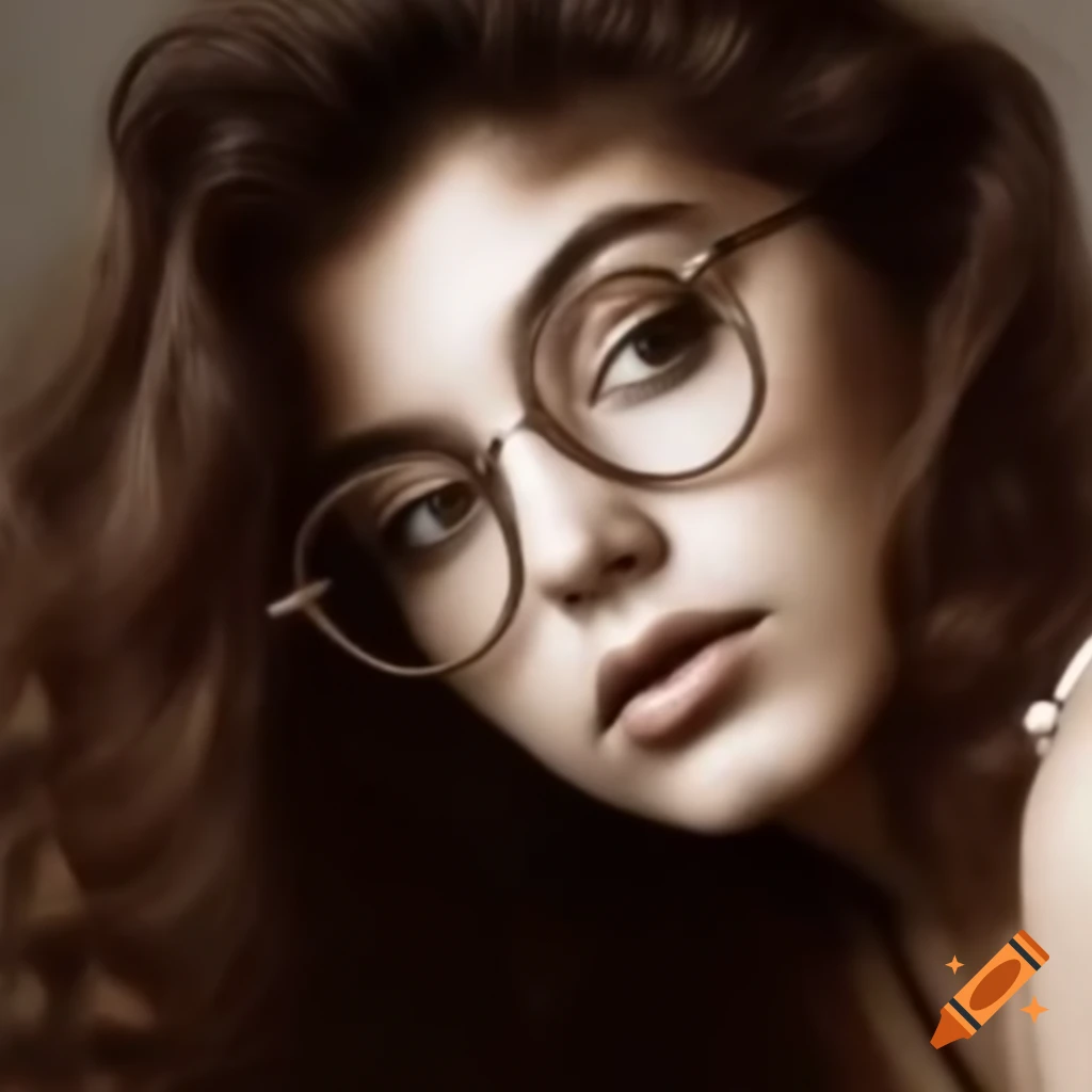 Vintage portrait of young Maghreb woman with cat-eye glasses on Craiyon