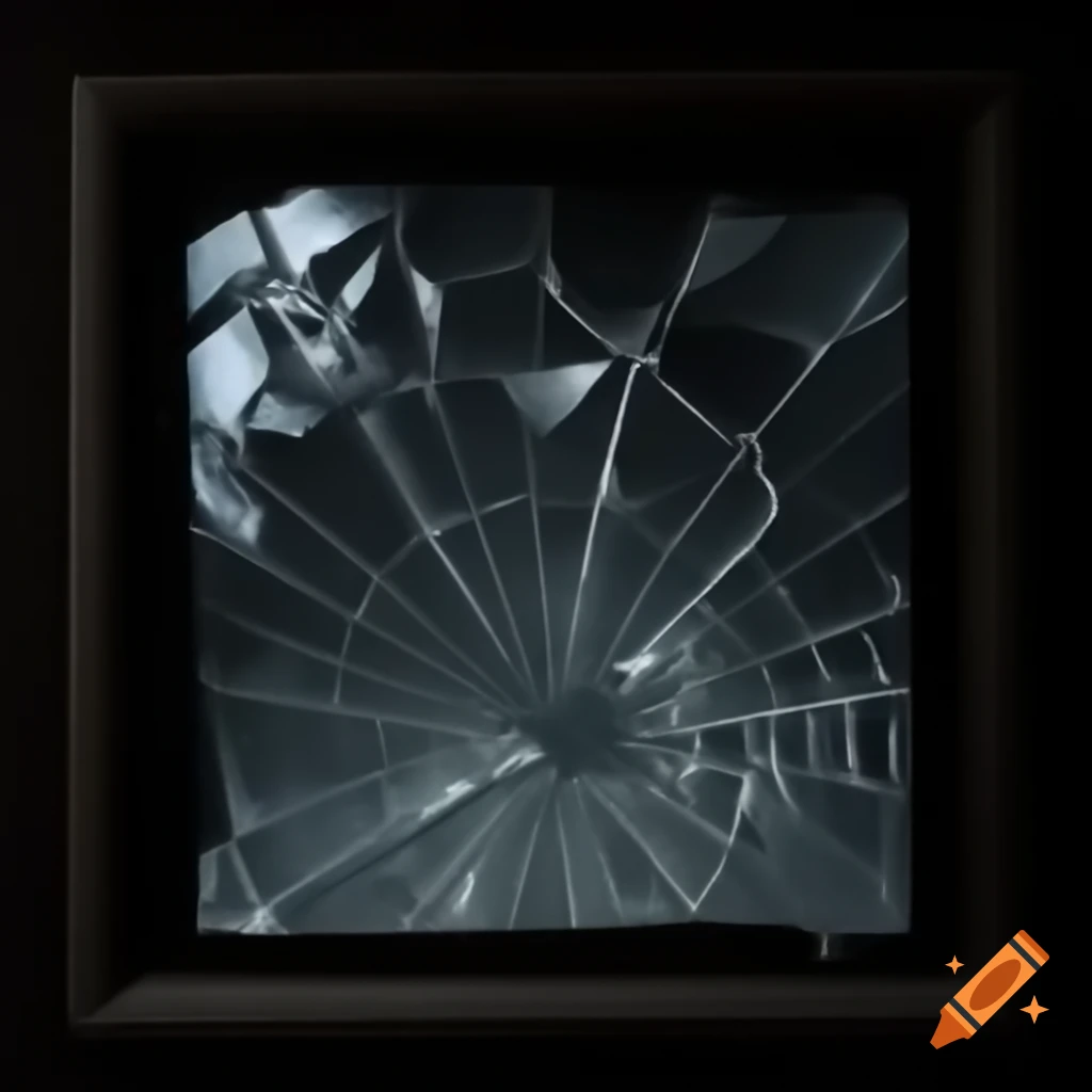 Shattered glass beside blank photo frame, discarded belt hinting at ...