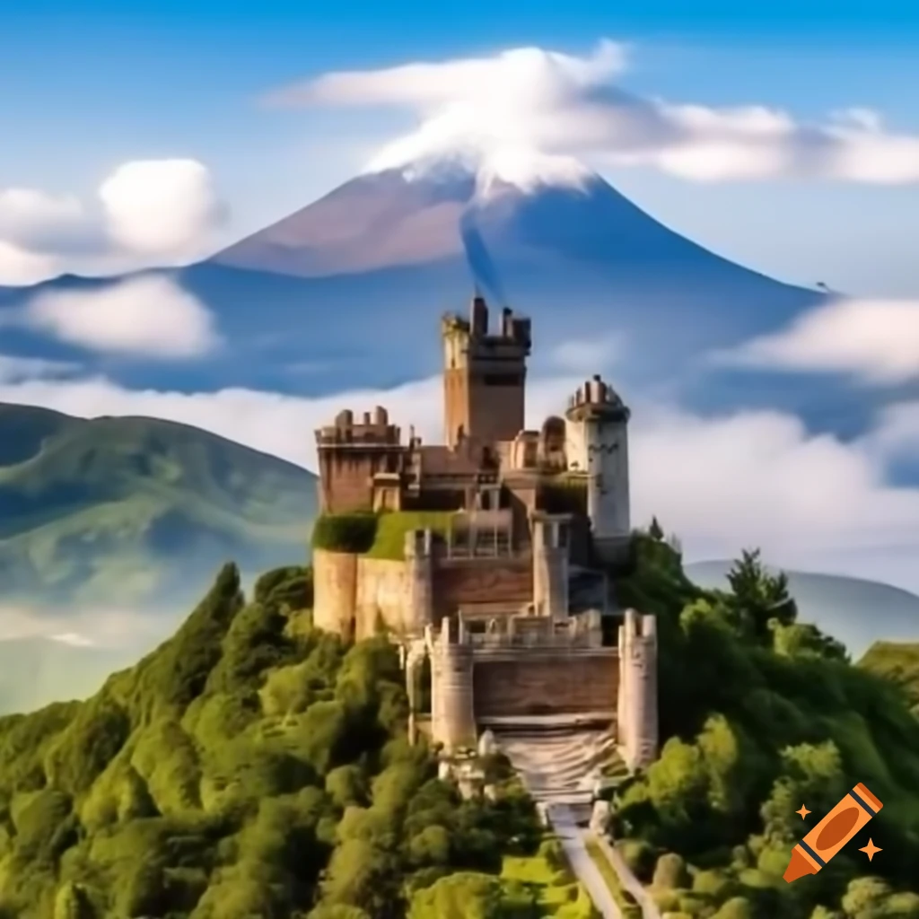 Bálványos mountain featuring two castles on Craiyon