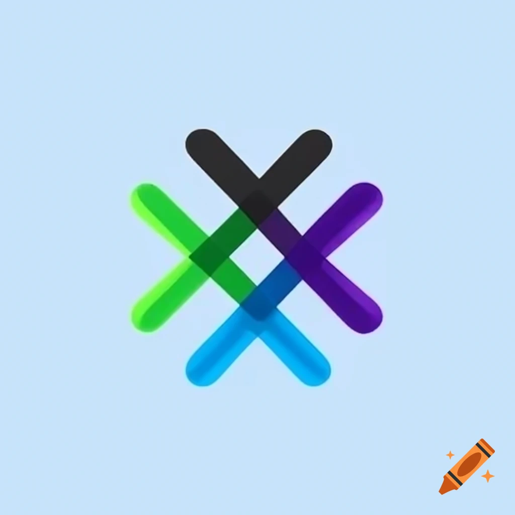 Colorful X logo design with separate colored sides in blue, purple ...