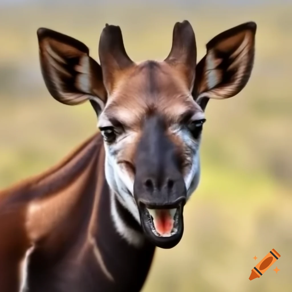 Humorous okapi posing in a playful manner on Craiyon