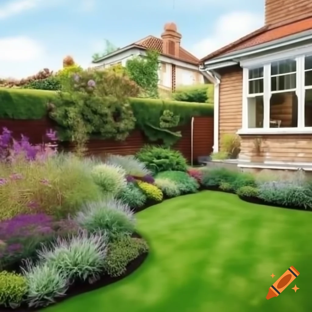 Garden design proposal for detached house with specific features optimization on Craiyon