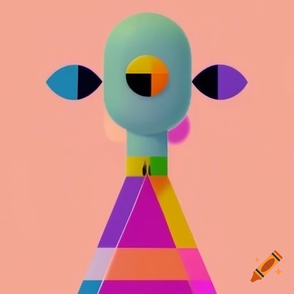 2D polygon character with analog VHS effect, reminiscent of old kids ...