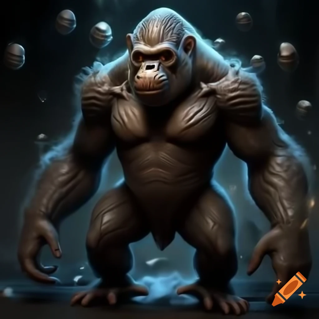 Highly evolved humanoid primates resembling gorillas, 7 feet tall with ...