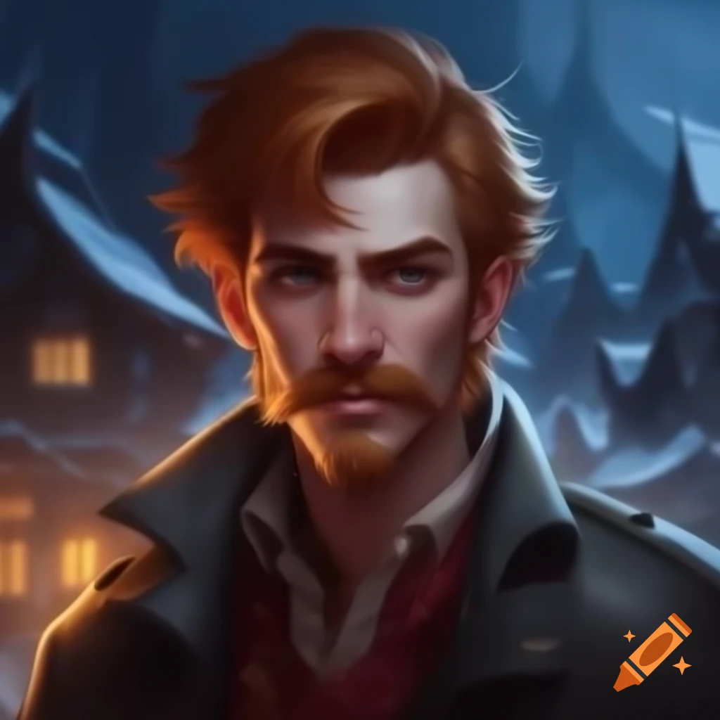 Fantasy portrait of stocky man in flannel shirt with thick moustache ...