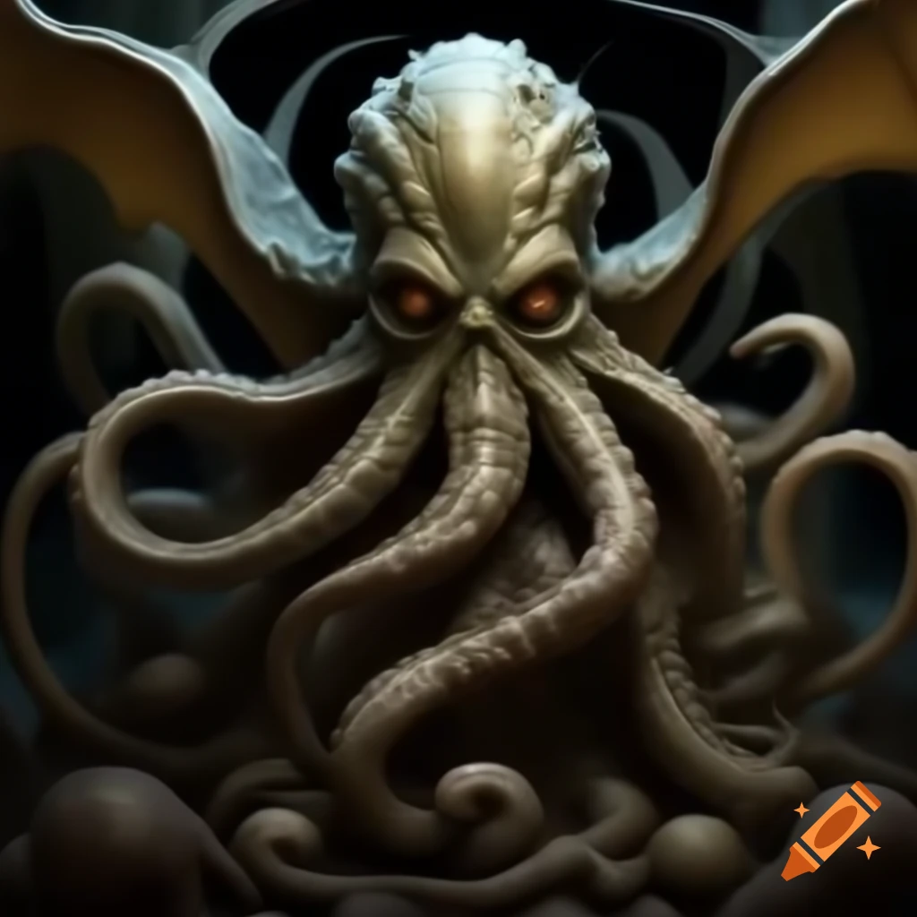 Anthropoid monster with octopus-like head, scaly body, and claws on Craiyon