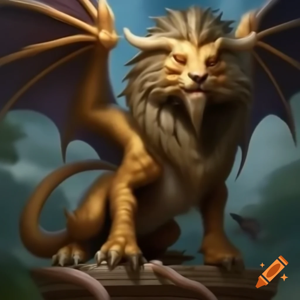 Chimera, Greek mythological monster with lion body, goat head, snake ...